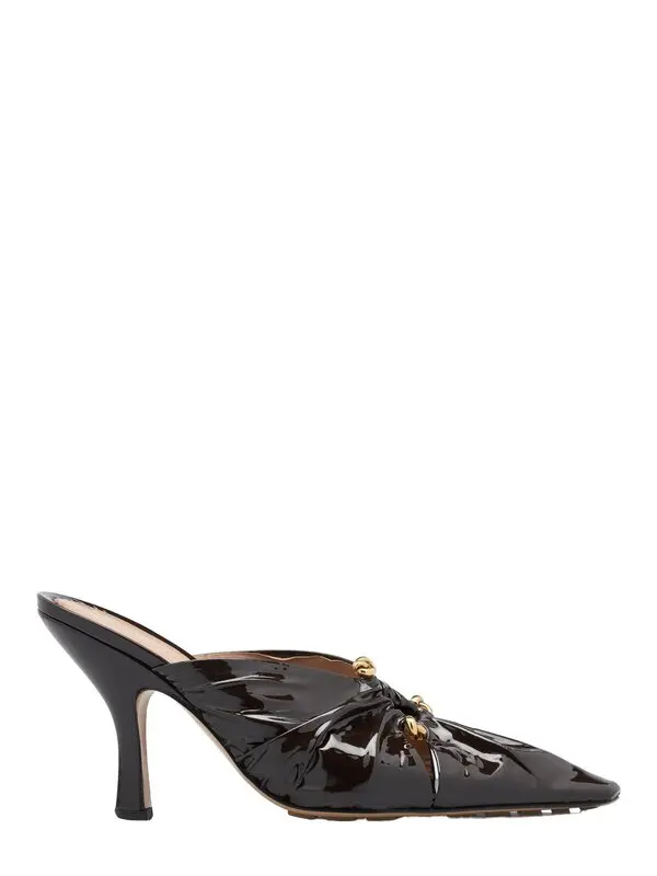 Bottega Veneta Pointed Toe Leather Mules With Knot Detail - Brown
