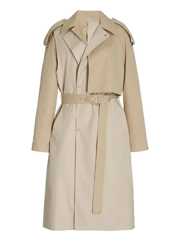 Bottega Veneta Removable Sleeve Crepe Trench Coat - Neutral