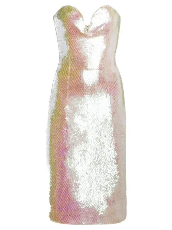 Bottega Veneta Sequined Bustier Midi Dress - Metallic