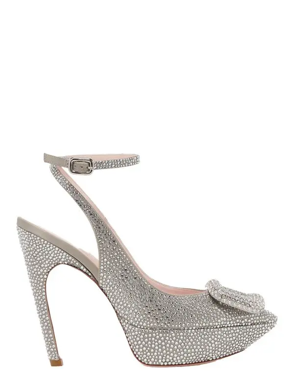 ROGER VIVIER Embellished Pumps With Choc Buckle Detailing - Silver