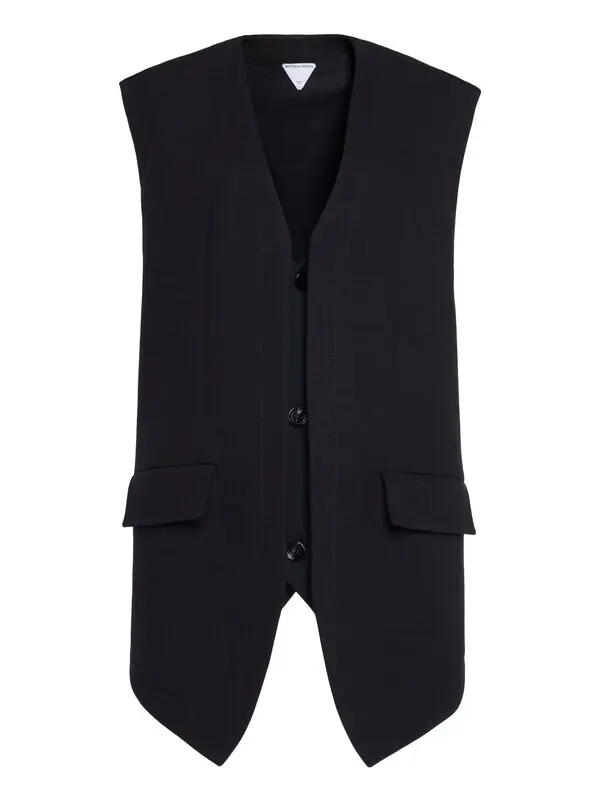 Bottega Veneta Oversized Cotton-blend Melange Vest - Black