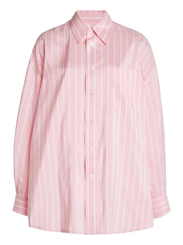 Bottega Veneta Striped Silk Boyfriend Shirt - Pink