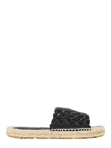 Bottega Veneta Jack Mule Espadrille Leather Sandal - Black