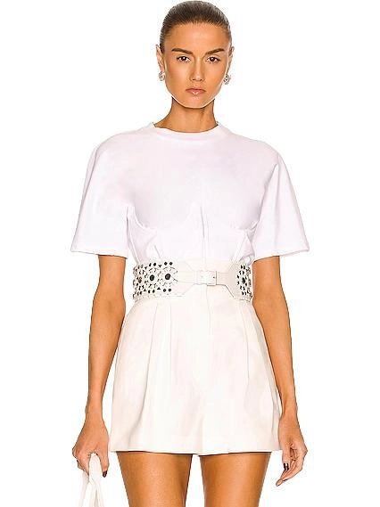 Alaïa Cotton Corset T-shirt - Blanc