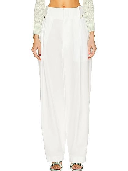 Bottega Veneta Pleated Wide Leg Trousers - Chalk