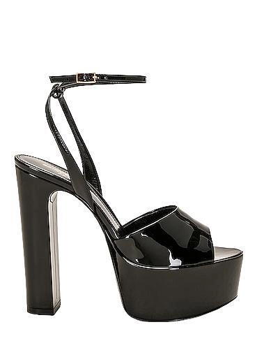 Saint Laurent Glossy Leather Platform Sandals - Nero