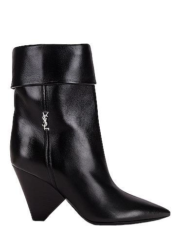 Saint Laurent Niki Pointed Toe High Heel Booties - Nero