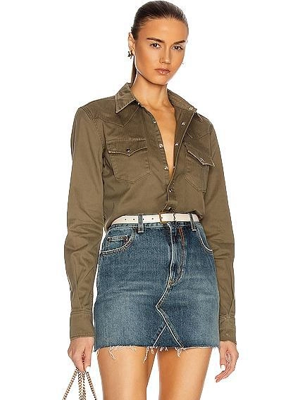 Saint Laurent Classic Western Shirt - Khaki Stonewash