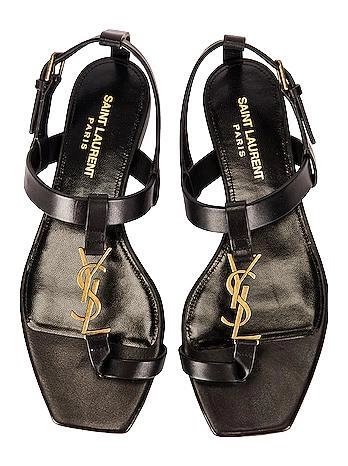 Saint Laurent Cassandra Flat Sandals - Nero