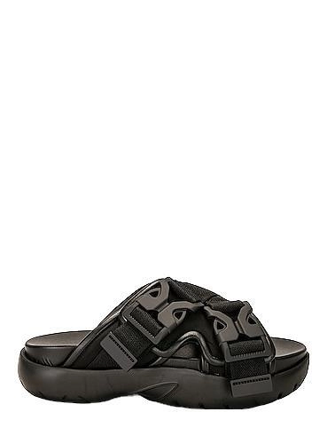 Bottega Veneta Slide Sandals With Dual Buckle Detail - Black