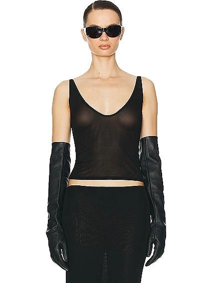HELSA Sheer Knit Tank Top - Black