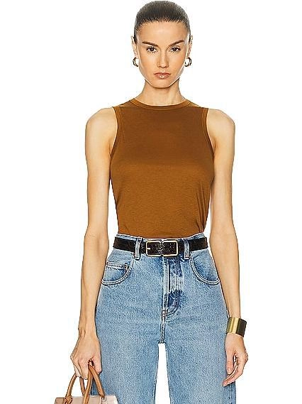 Saint Laurent Jersey Tank Top - Ocre