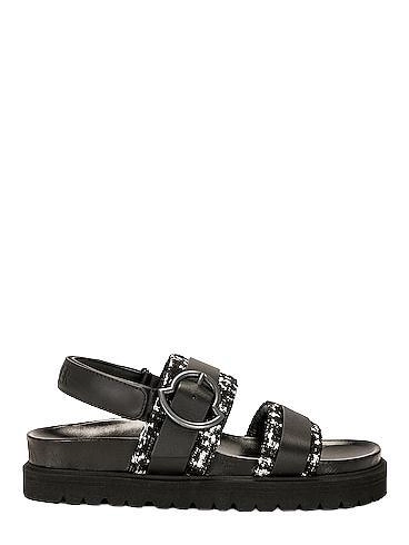 Moncler Bell Buckle Sandal With Tweed Detailing - Black
