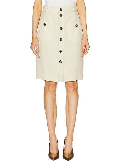 Saint Laurent Button-detailed Canvas Skirt - Beige