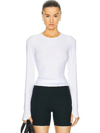 Beyond Yoga Featherweight Classic Crew Pullover Top - Cloud White
