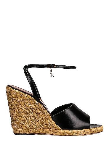 Saint Laurent Paloma Espadrille Wedge Sandals - Nero