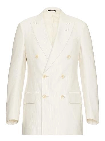 TOM FORD Silk Cotton Cannete Atticus Double Breasted Jacket - Ivory