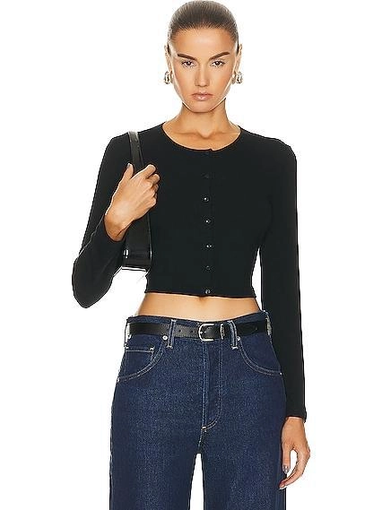 LESET Lauren Crop Cardigan - Black