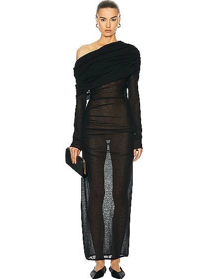 Saint Laurent One Shoulder Gown - Noir