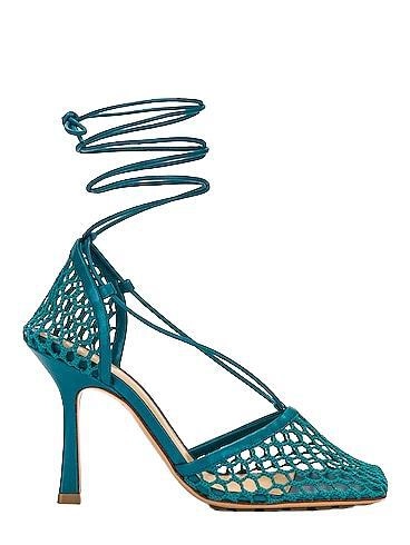 Bottega Veneta Stretch Mesh And Leather Ankle Tie Sandals - Blaster