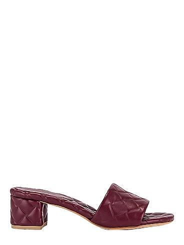 Bottega Veneta Quilted Leather Mule Sandals - Cherry