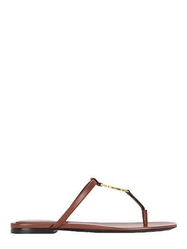Saint Laurent Cassandra Flat Sandal - Aesthetic Brown