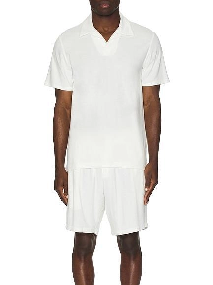 Frescobol Carioca Faustino Terry Cotton Blend Short Sleeve Polo - Ivory