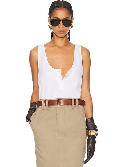 Saint Laurent Sleeveless Button-up Top - Blanc