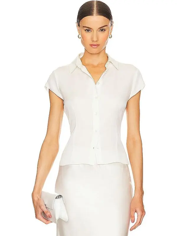 Theory Cap-sleeve Silk Blouse - Ivory