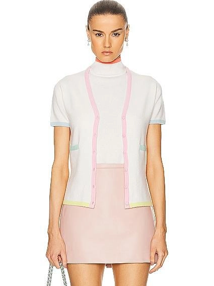 Chanel 1998 Cashmere Top & Cardigan Set - Multi Ecru