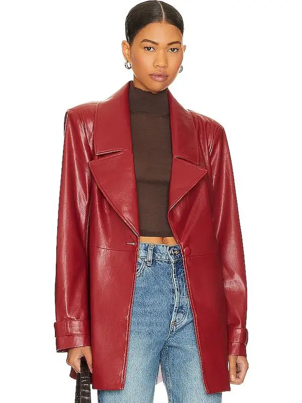 House Of Harlow 1960 X Revolve Bordeaux Faux Leather Blazer - Red