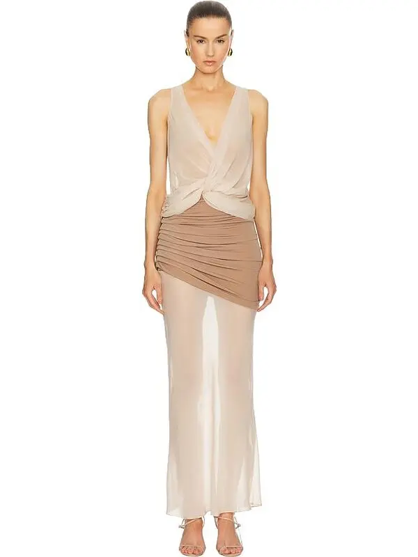 L'academie Marin Midi Dress In . Also - Neutral