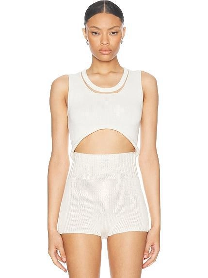 AISLING CAMPS Cropped Tank Top - Ivory
