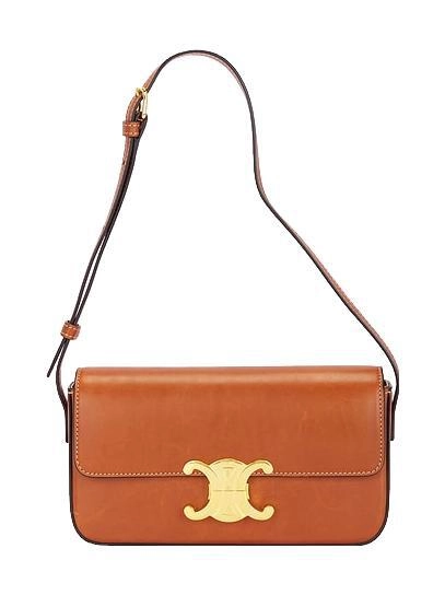 Celine Triomphe Shoulder Bag In Calf Leather - Brown