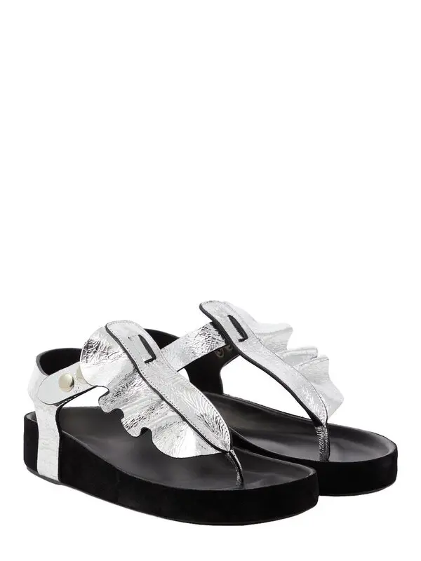 Isabel Marant Étoile Isela Metallic Leather Sandals - Silver