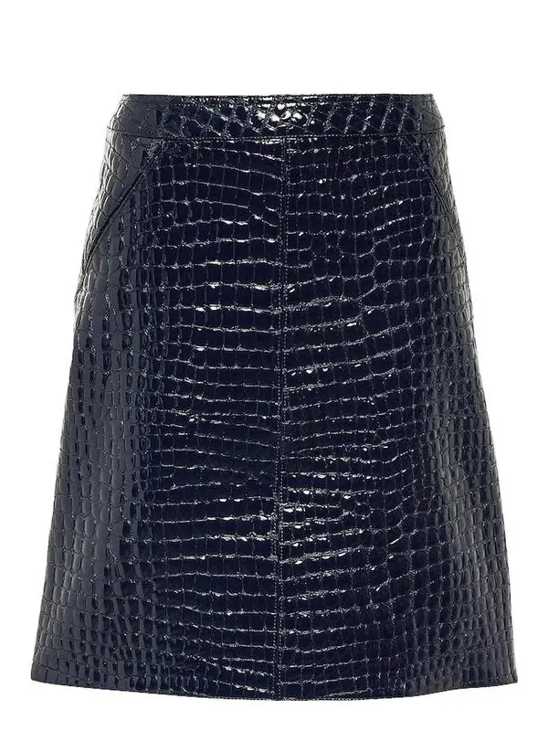 TOM FORD Croc-effect Leather Midi Skirt - Blue
