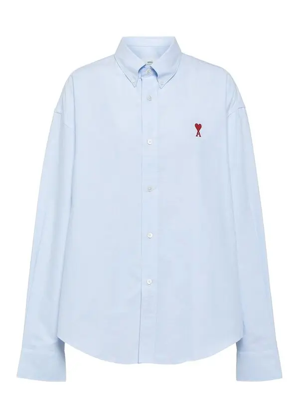 AMI Paris De Coeur Cotton Poplin Shirt - Blue