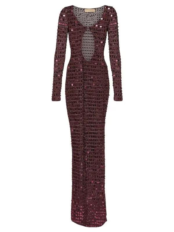 AYA MUSE Chyha Embellished Cutout Maxi Dress - Red
