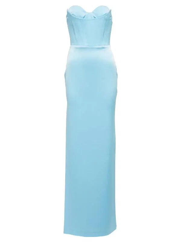 Alex Perry Honore Satin Maxi Dress - Blue