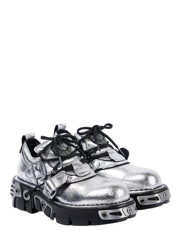 Rabanne Embellished Leather Lace-up Boots - Silver