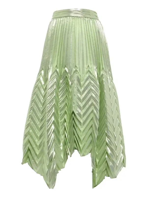 Simkhai Pleated Silk-blend Midi Skirt - Green