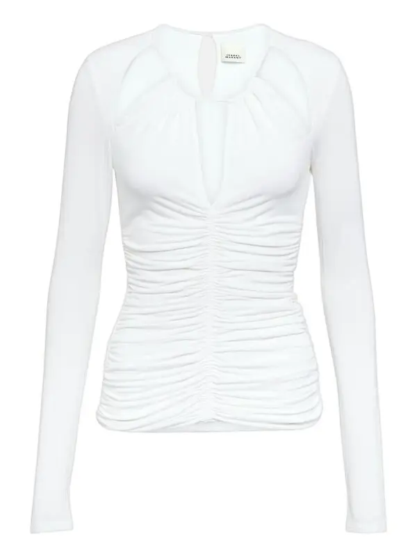 Isabel Marant Étoile Levona Cut Out Ruched Jersey Top - White