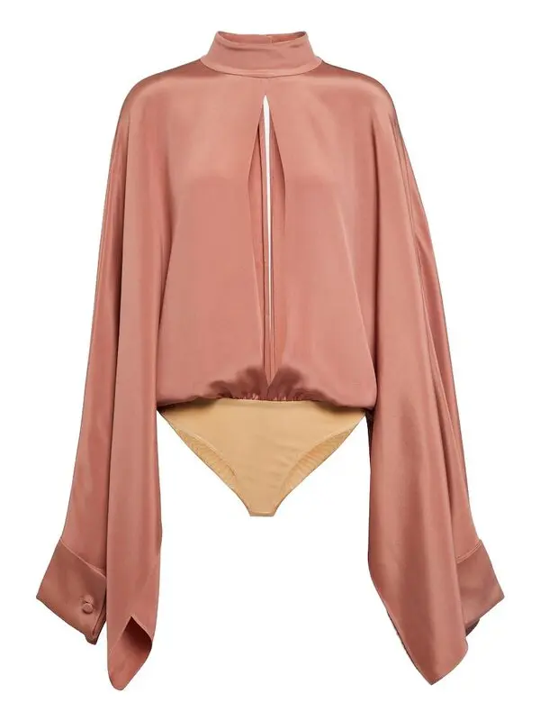 TOM FORD Cutout Silk Crepe Bodysuit - Black