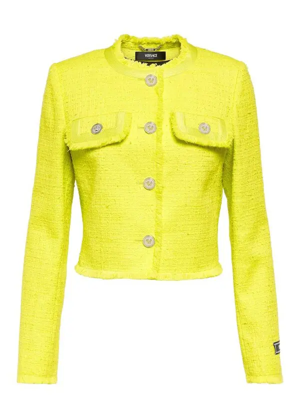 Versace Cotton-blend Boucle Jacket - Yellow