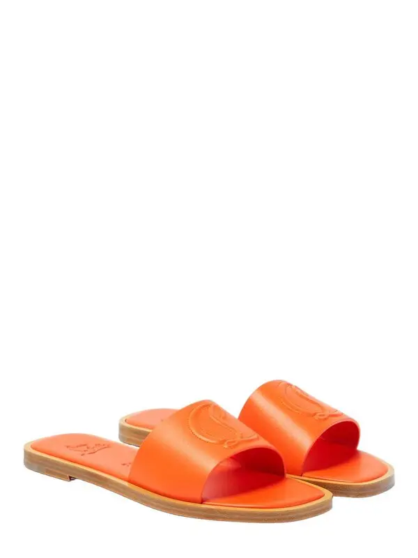 CHRISTIAN LOUBOUTIN Embossed Leather Mules - Orange