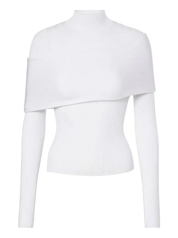 MUGLER Ribbed-knit Top - White