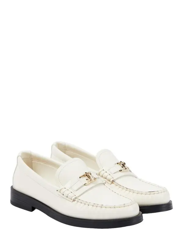JIMMY CHOO Addie Logo Leather Loafers - White