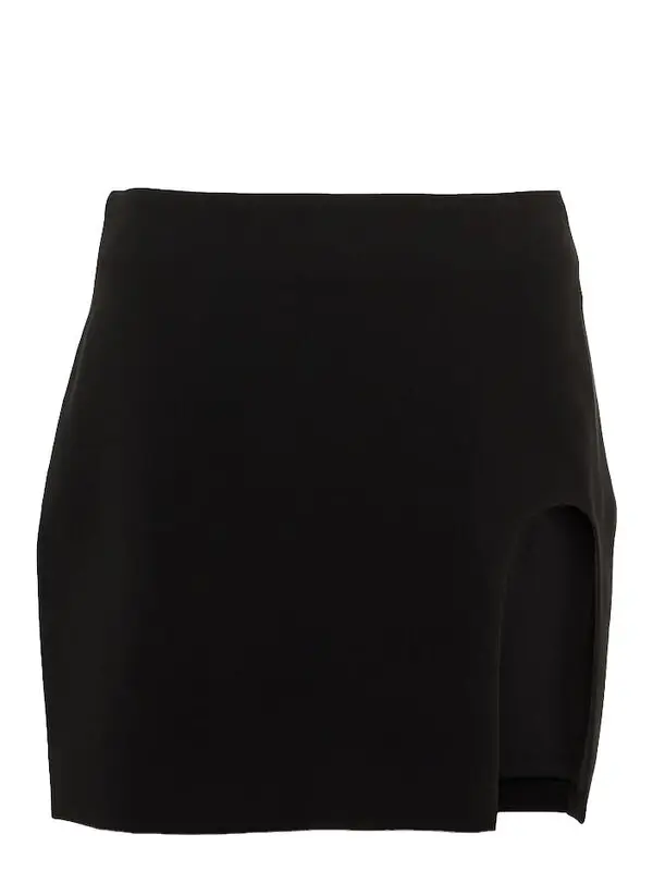 MONOT Crepe Miniskirt With Side Slit - Black