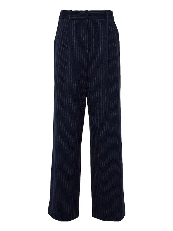 Veronica Beard Heyser Pinstripe High-rise Wide-leg Trousers - Blue