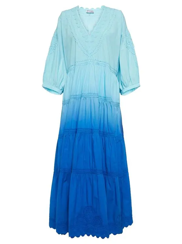 JULIET DUNN Ombre Cotton Poplin Maxi Dress - Blue